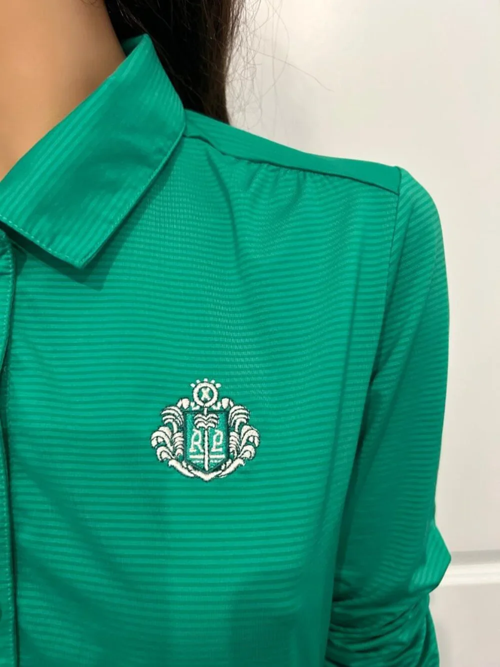 Nike | Tops | Nike Womens Green Long Sleeve Golf Polo Shirt Embroidered ...
